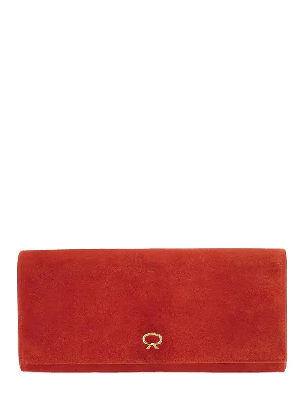 GIANVITO ROSSI Monica Suede Clutch With Gold Tone Chain Strap - Orange Suede