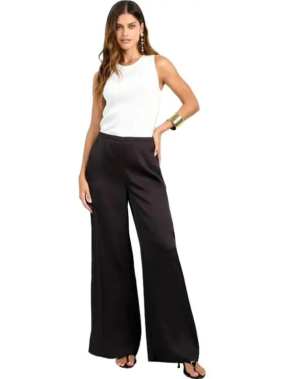 Trina Turk Tavia Wide-leg Satin Pants - Black