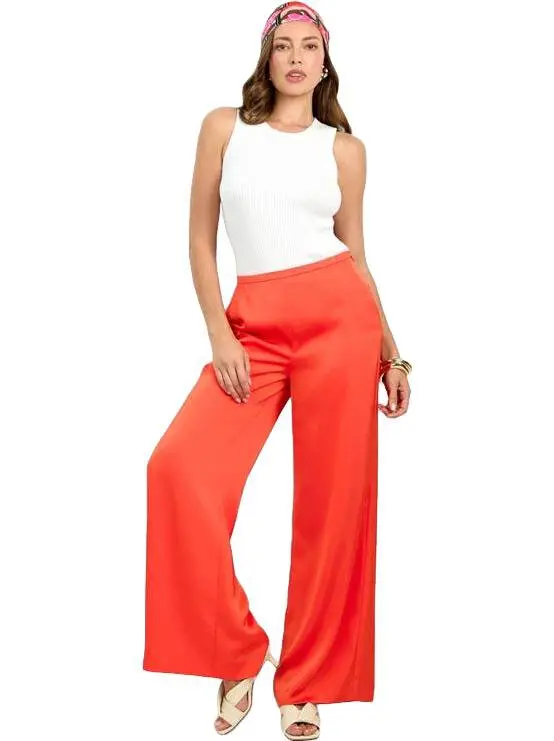 Trina Turk Tavia Wide-leg Satin Pants - Red