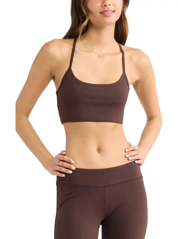 Bp. Stretch Cotton Racerback Bralette - Brown Coffee