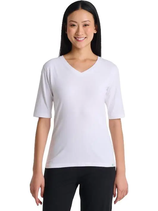 Coolibar Morada Fitted V-neck Short Sleeve T-shirt - White