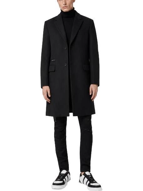 Philipp Plein Two-button Wool Overcoat With Baroque Skull Embellishment - Black