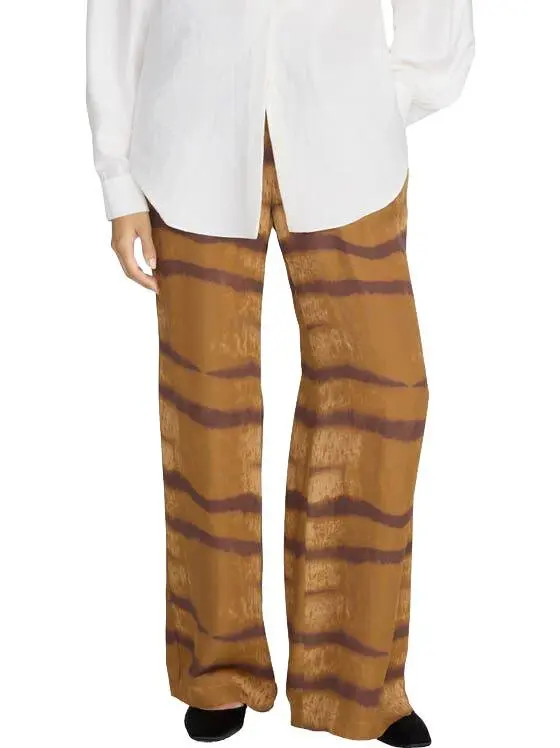 FRAME Silk Lounge Pants With Tiger Print - Light Tiger Multi