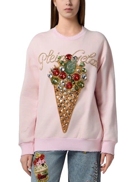 Philipp Plein Gelato Sweatshirt With Rhinestone Embellishment - Rose/pink