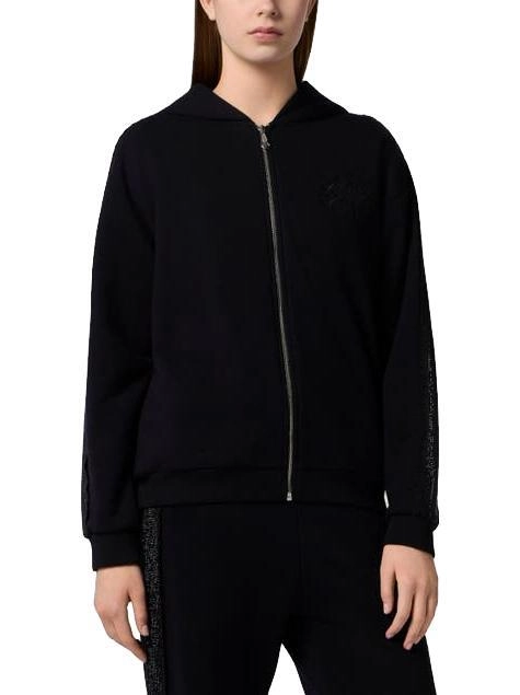 Philipp Plein Zip-up Hoodie With Rhinestone Embellishments - Black