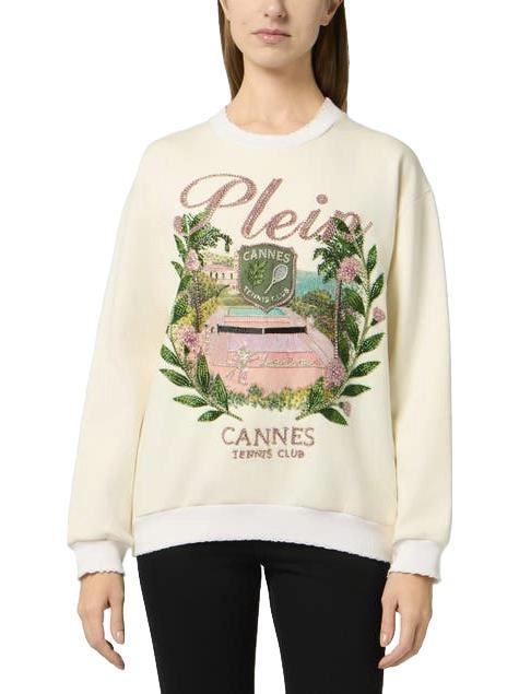 Philipp Plein Embellished Fleece Sweatshirt - Offwhite