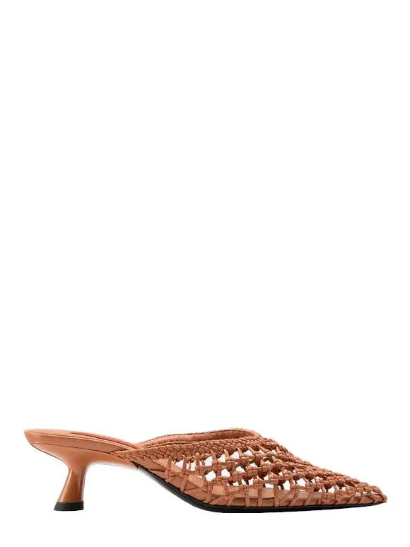 SIMONMILLER Knotted Mule Kitten Heel - Chestnut