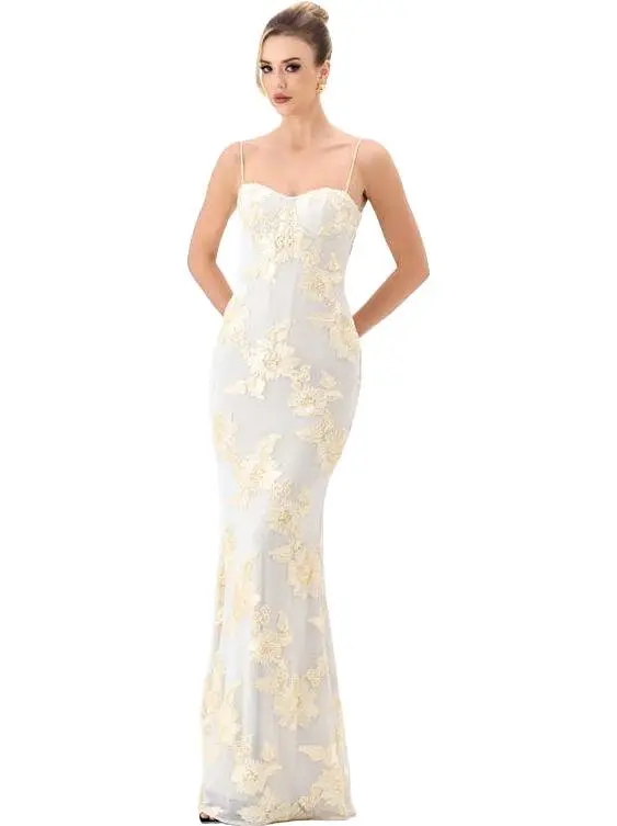 BARIANO Cindy Lace-up Maxi Dress - Light Yellow