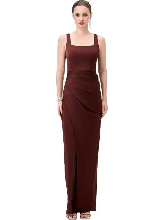 BARIANO Dira Square Neck Gown - Brown