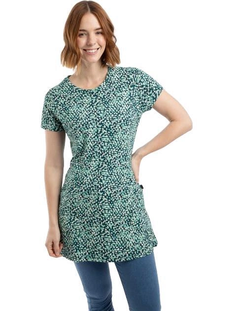 WEIRD FISH Printed Jersey Slub Tunic Top - Deep Teal