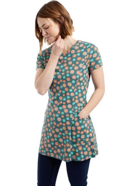 WEIRD FISH Printed Jersey Slub Tunic Top - Viridis