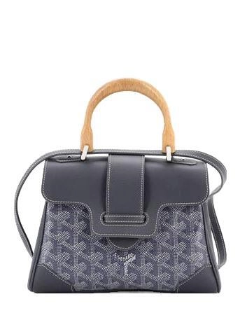 Goyard Saigon Top Handle Bag Coated Canvas With Leather Mini - Grey