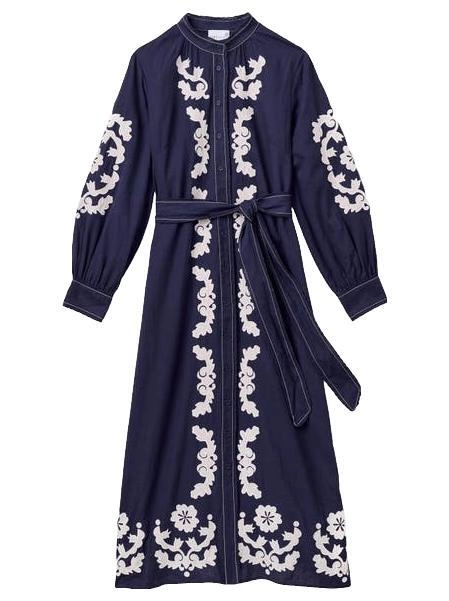 CARTOLINA Ophelia Linen Midi Shirtdress - Navy