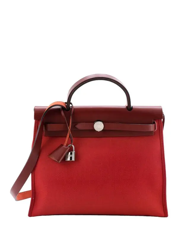 Hermès Herbag Zip Leather And Toile 31 - Red