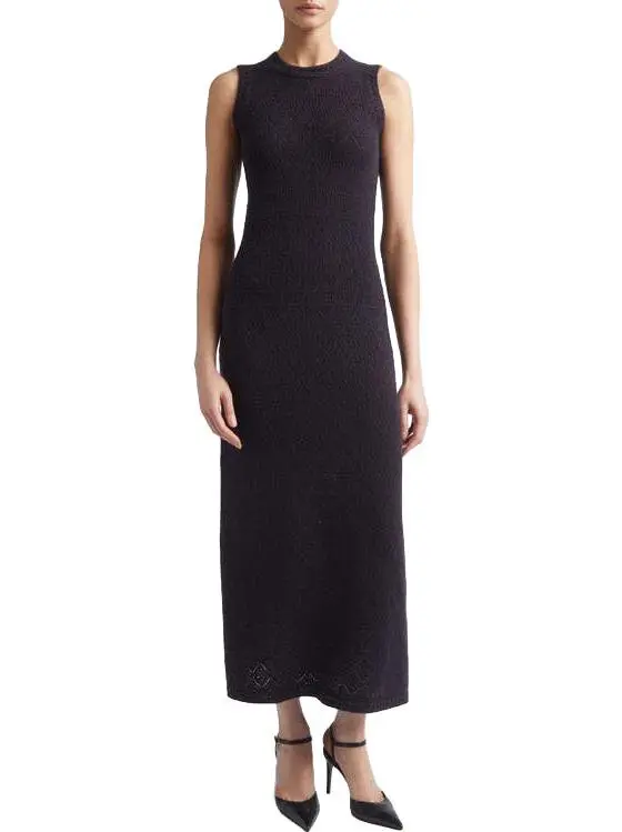 Eleventy Sleeveless Cashmere Pointelle Sweater Dress - 177 Amethyst