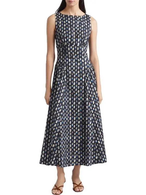 Staud Gwen Drop Waist A-line Midi Dress - Glasswork