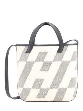 Hermès Cabas H En Biais Tote Canvas With Leather 27 - Black