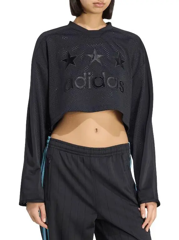 ADIDAS ORIGINALS Cropped Mesh Hockey Jersey - Black