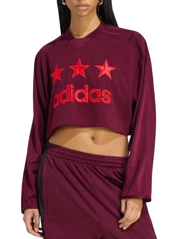 ADIDAS ORIGINALS Cropped Mesh Hockey Jersey - Maroon