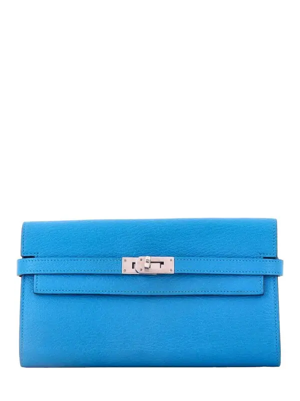 Hermès Kelly Wallet Chevre Mysore Long - Blue