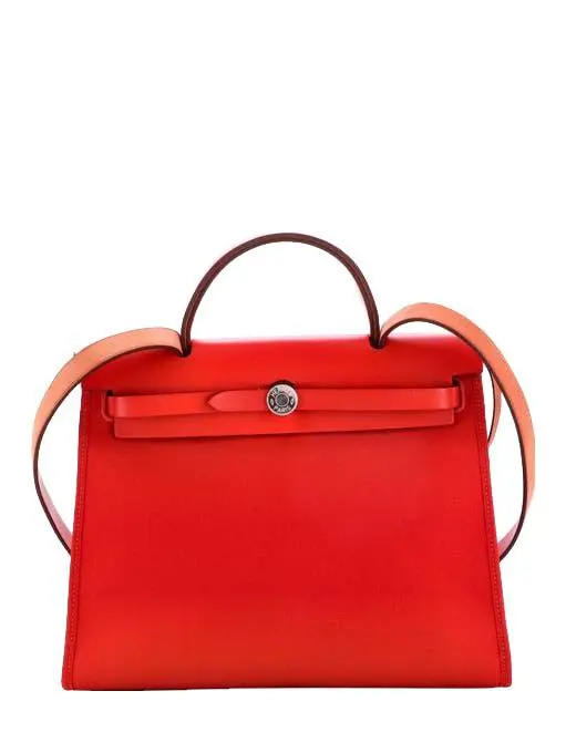 Hermès Herbag Zip Leather And Toile 31 - Red