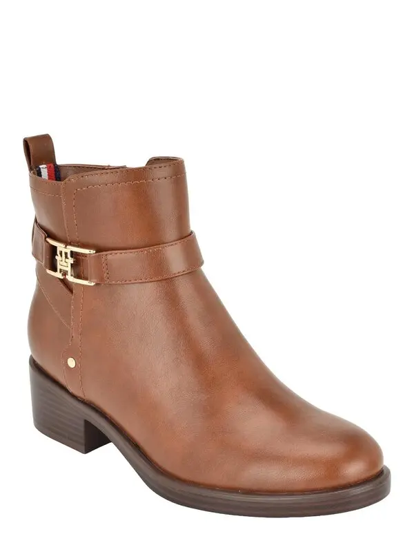 Tommy Hilfiger Idala Faux Leather Block Heel Bootie - Bark