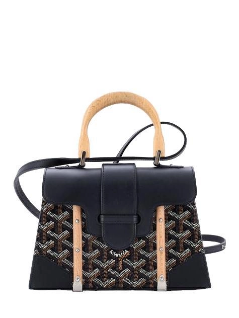 Goyard Structured Saigon Top Handle Bag Coated Canvas With Leather Mini - Black