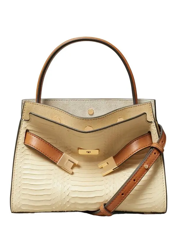 Tory Burch Petite Lee Radziwill Genuine Snakeskin Satchel - Butter