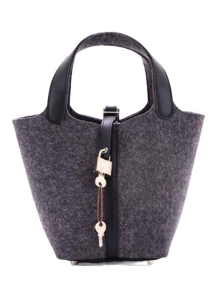 Hermès Picotin Lock Bag Felt With Leather Pm - Grey