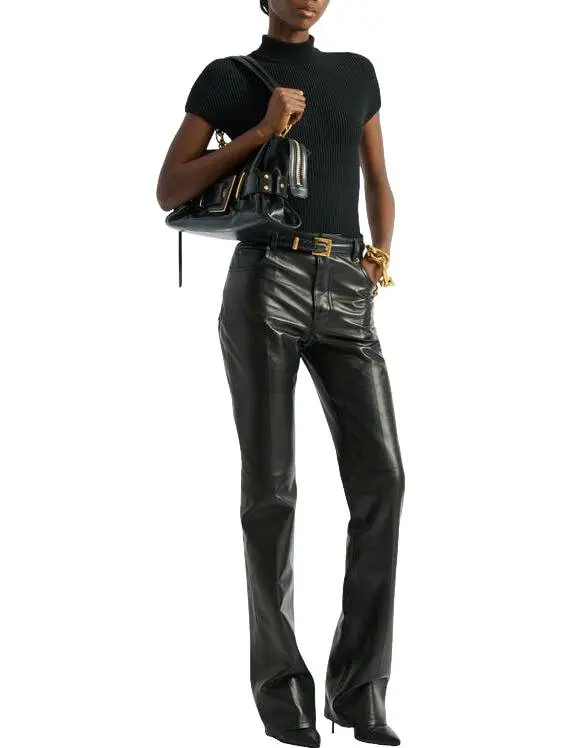 Balmain Leather High-waisted Trousers - Black