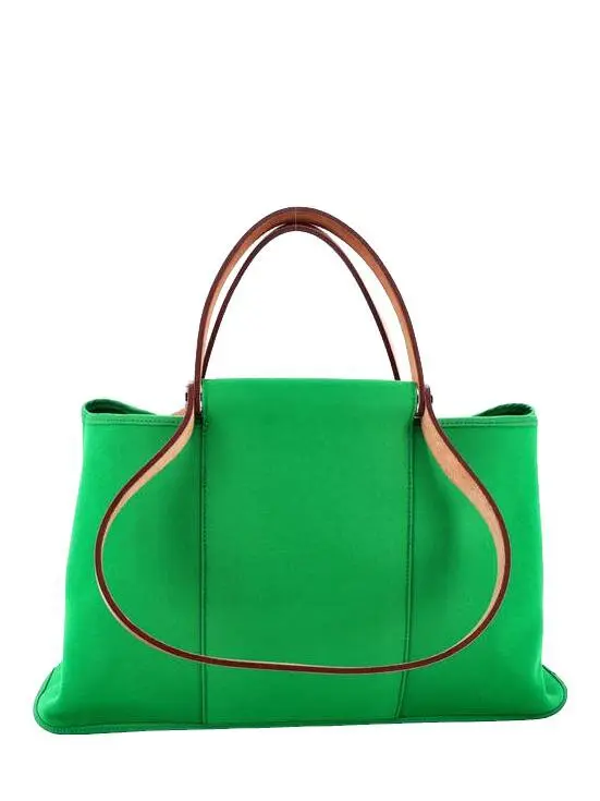 Hermès Cabag Elan Toile And Leather 39 - Green