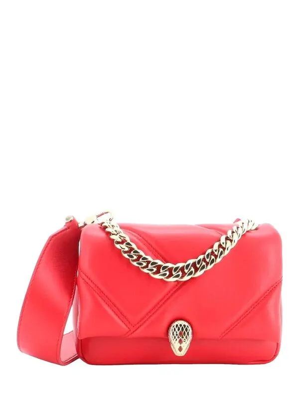 BVLGARI Serpenti Cabochon Shoulder Bag Diagonal Quilted Leather Mini - Red