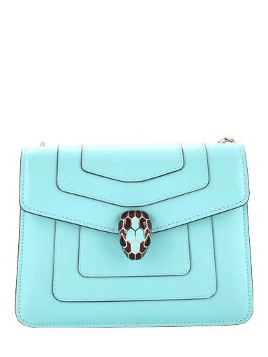 BVLGARI Serpenti Forever Square Shoulder Bag Leather Small - Blue