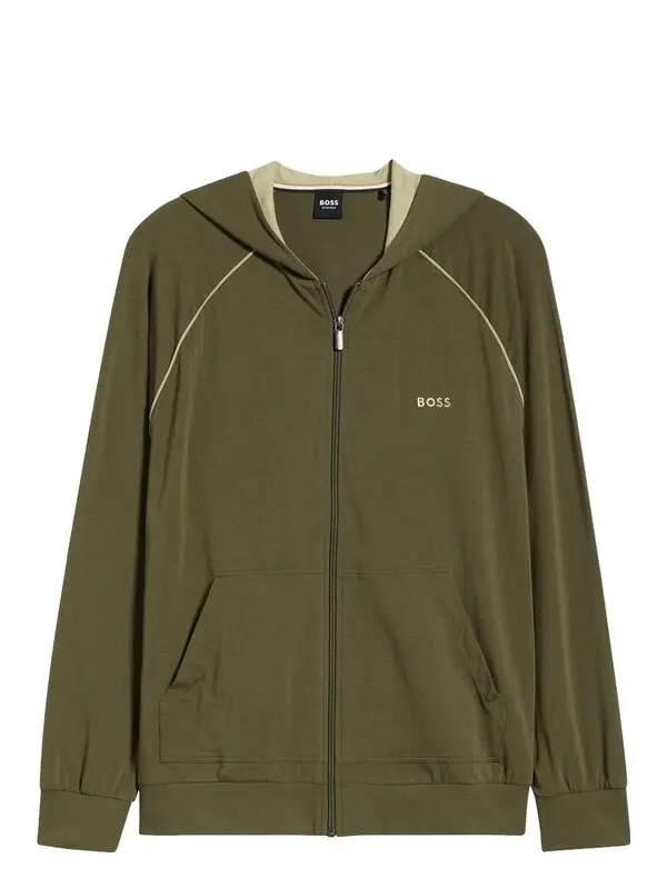 BOSS Mix & Match Hooded Zip Jacket - Open Green