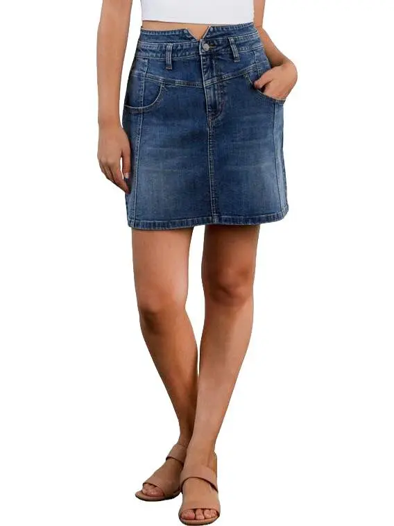 WASH LAB DENIM Penelope Denim Miniskirt - Shine Blue