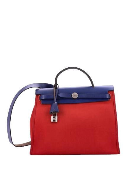 Hermès Herbag Zip Leather And Toile 31 - Red