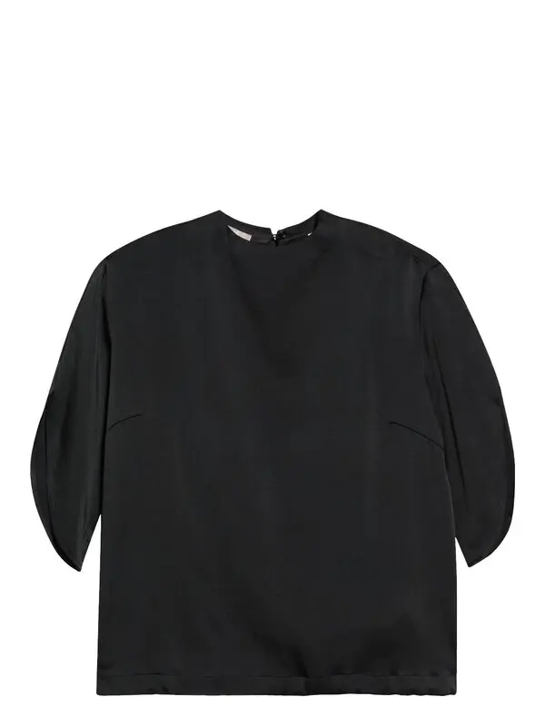 Herno Satin Top With Jewel Neck And Drawcord Hem - 9300 Nero