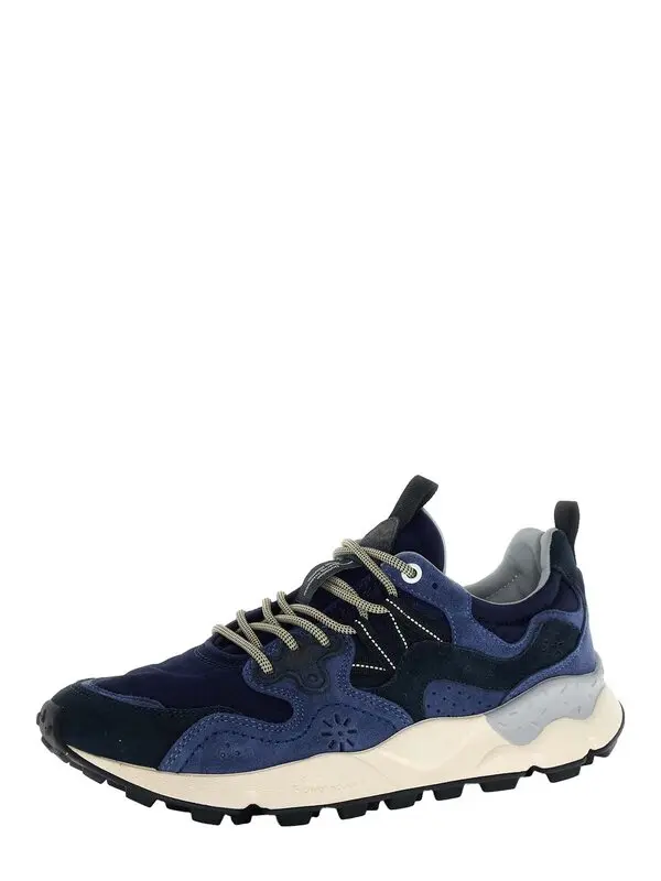FLOWER MOUNTAIN Yamano 3 Technical Nylon And Leather Perforated Sneakers - Blue