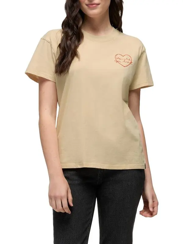 Prana Everyday Organic Cotton T-shirt With Heart Graphic - Stone