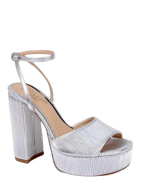 Badgley Mischka Bahari Platform Sandal - Silver Fabric