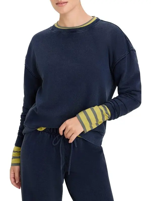 NZ BY NIC AND ZOE Cotton Terry Crewneck Sweatshirt - Dark Indigo