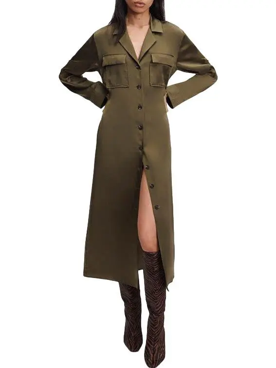 Rag & Bone Sonny Silk Midi Shirtdress - Army