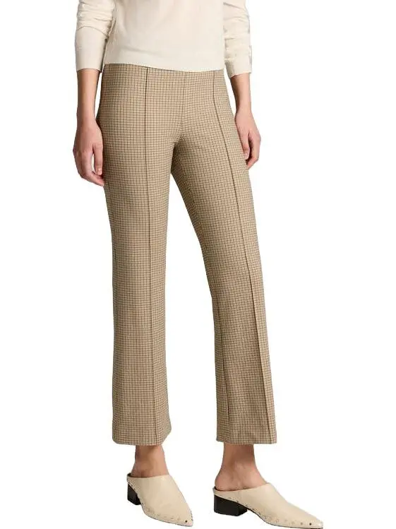 Vince Mid Rise Crop Flare Plaid Pants - Oak Buff Check