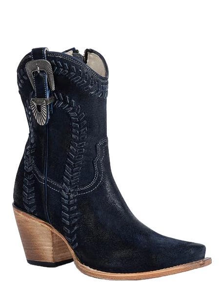 FREEBIRD Freya Leather Western Bootie - Blue Suede