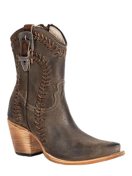 FREEBIRD Freya Leather Western Bootie - Grey Suede