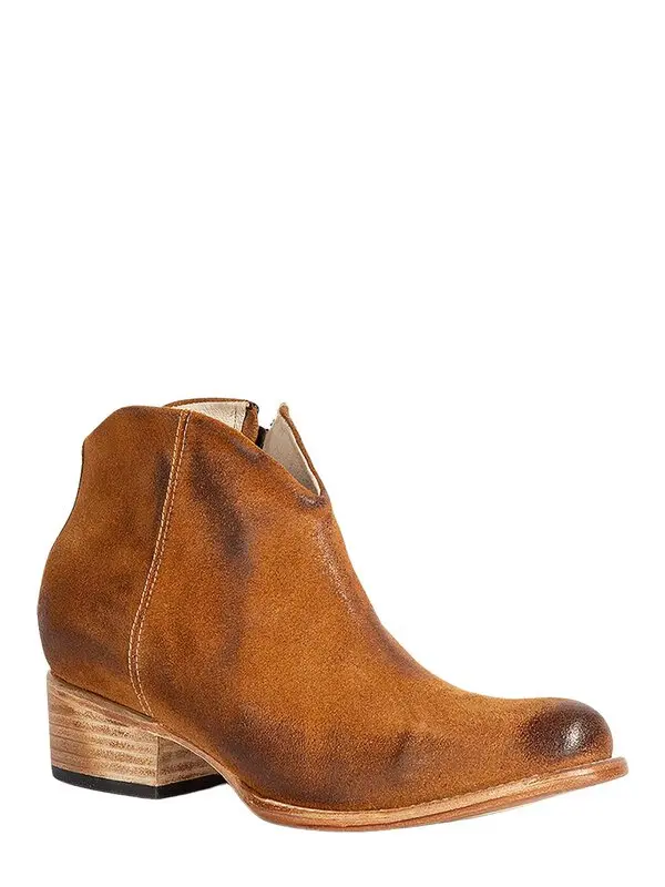 FREEBIRD Suede V-cut Ankle Boots - Cognac Suede