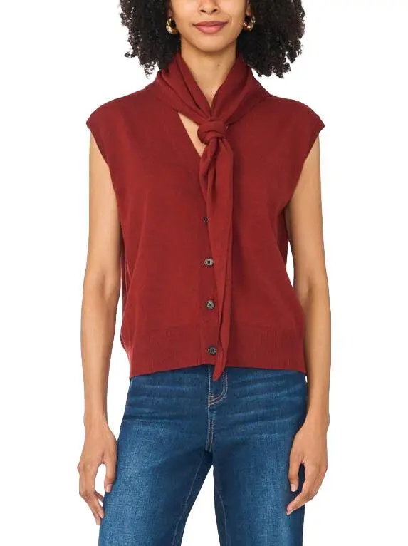 Vince Camuto Tie Neck Sweater Vest - Port
