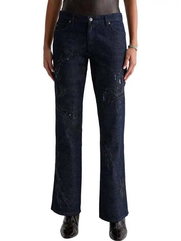 Ag Angel Embroidered Low Rise Bootcut Jeans - Flow