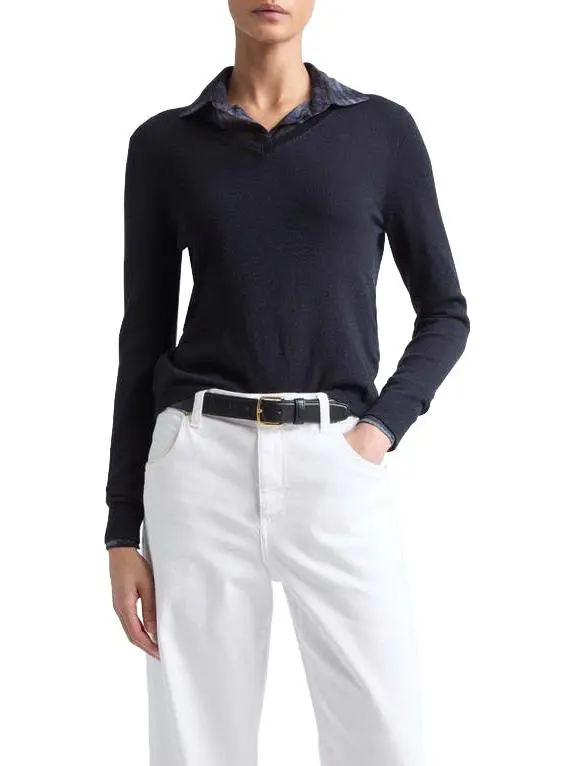 Eleventy Wool Blend V-neck Sweater - 11 Blue