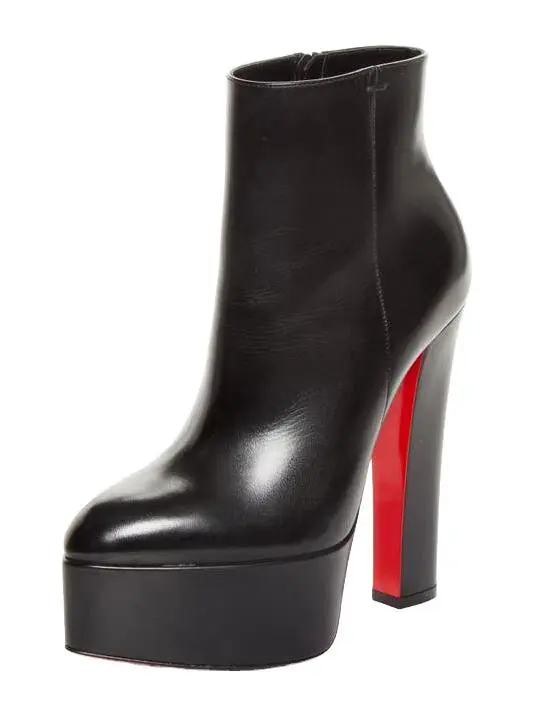 CHRISTIAN LOUBOUTIN Jenna Platform Block Heel Ankle Bootie - Bk01 Black